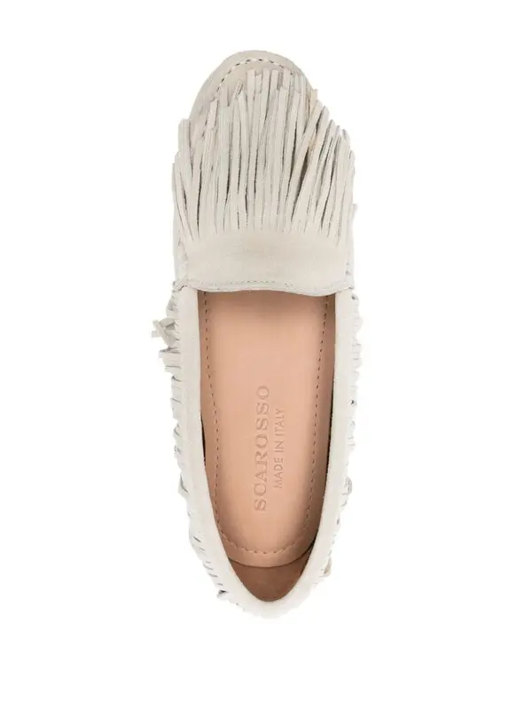 SCAROSSO Fringed Suede Loafers - Neutrals