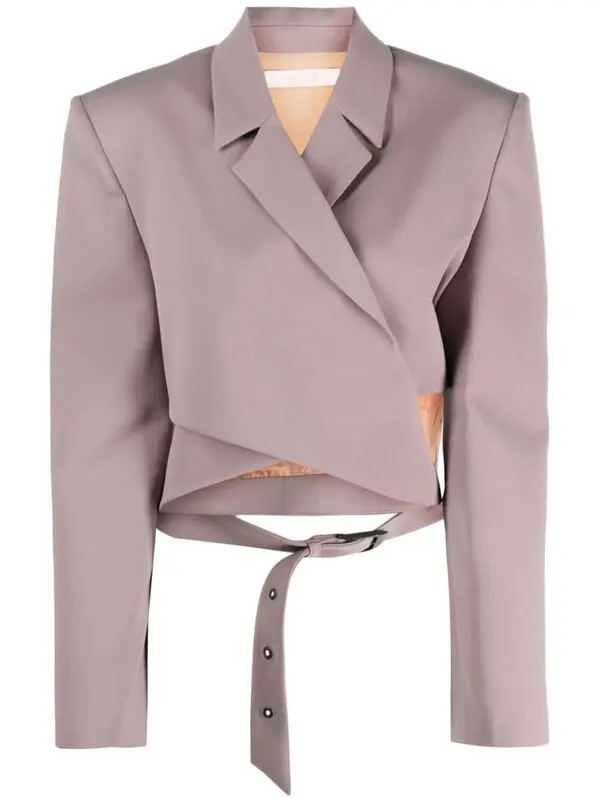 SSHEENA Wrap-design Cropped Blazer - Purple