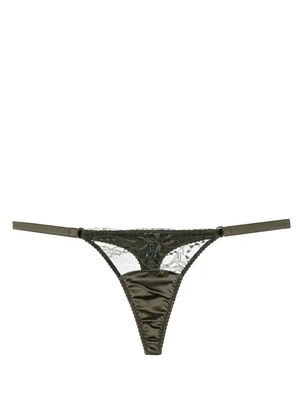 FLEUR OF ENGLAND Ingrid Silk Thong - Green