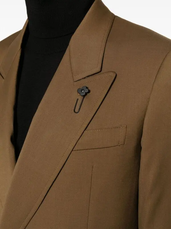 LARDINI Double-breasted Wool Blazer - Brown