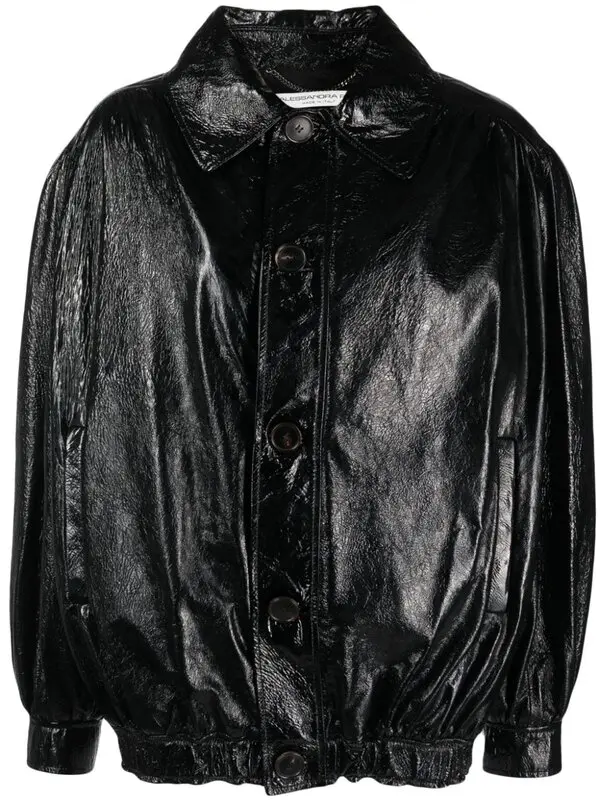 Alessandra Rich Patent-goatskin Bomber Jacket