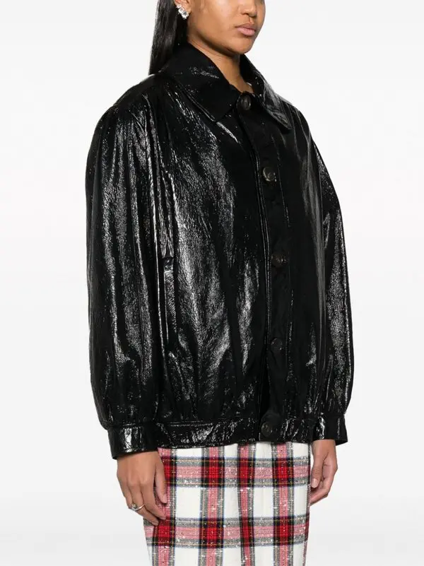 Alessandra Rich Patent-goatskin Bomber Jacket
