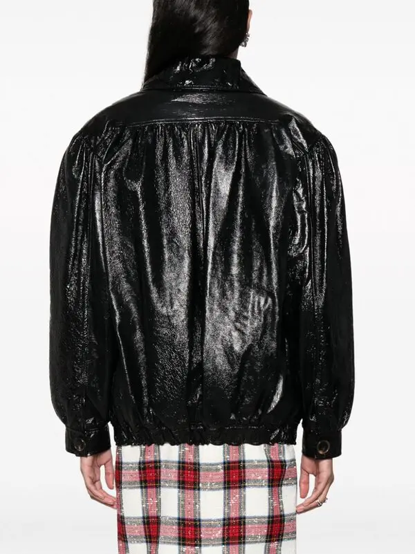 Alessandra Rich Patent-goatskin Bomber Jacket