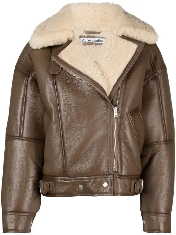 Acne Studios Leather Shearling Jacket - Brown