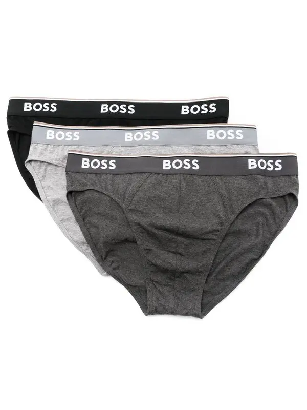 BOSS Stripe-trim Briefs - Grey