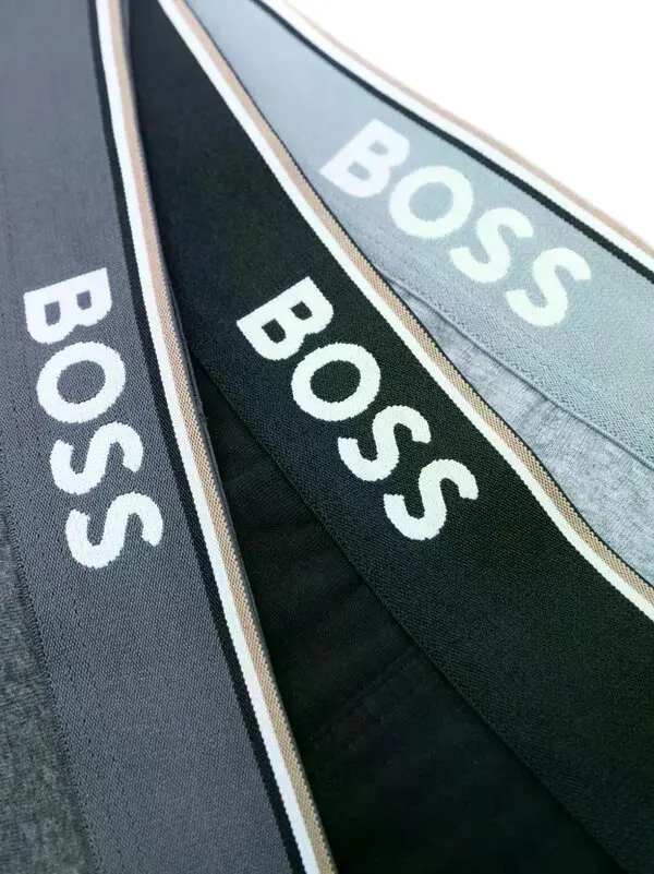 BOSS Stripe-trim Logo-waistband Boxers - Grey