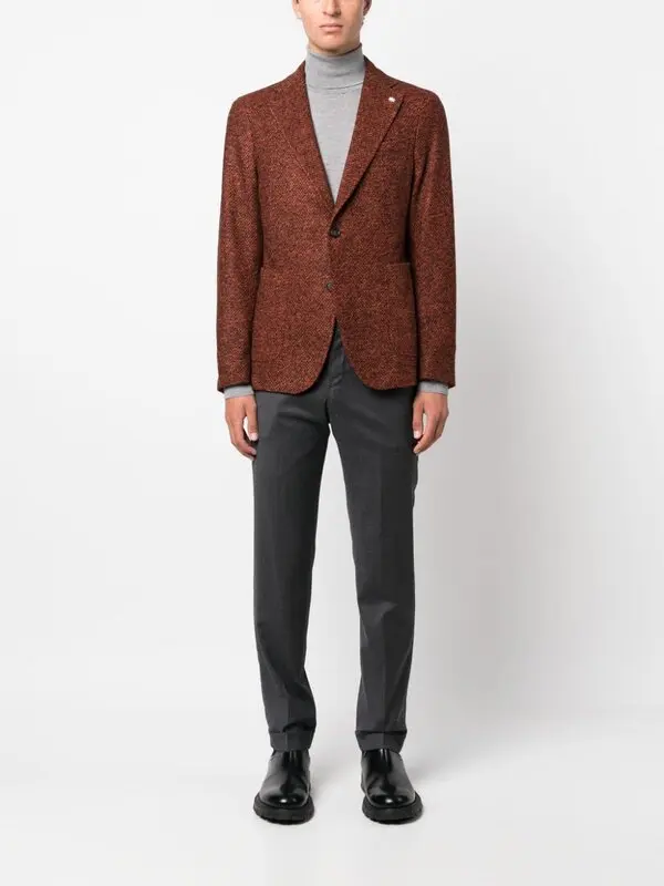 MANUEL RITZ Enamel-detail Single-breasted Blazer - Orange