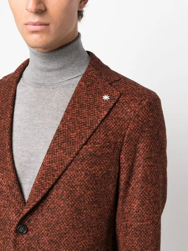 MANUEL RITZ Enamel-detail Single-breasted Blazer - Orange