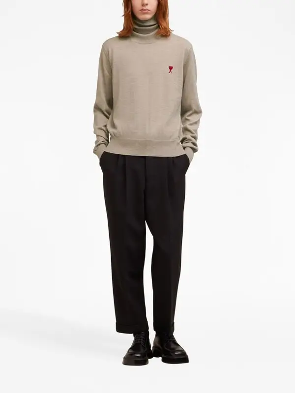 AMI Paris Logo-embroidered Roll-neck Jumper
