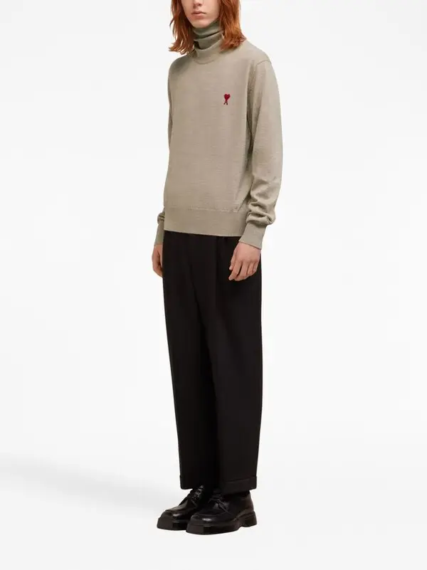 AMI Paris Logo-embroidered Roll-neck Jumper