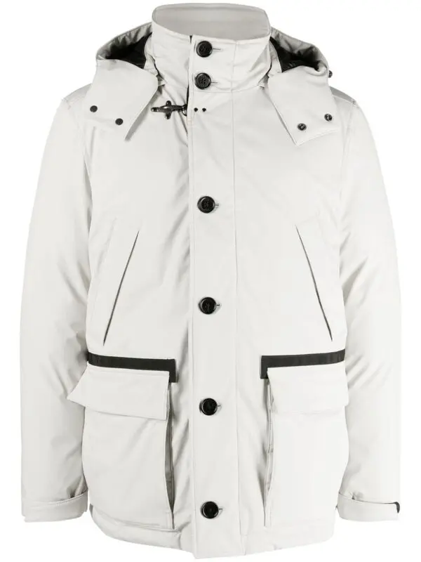 FAY Caban Piuma Hooded Jacket - Neutrals