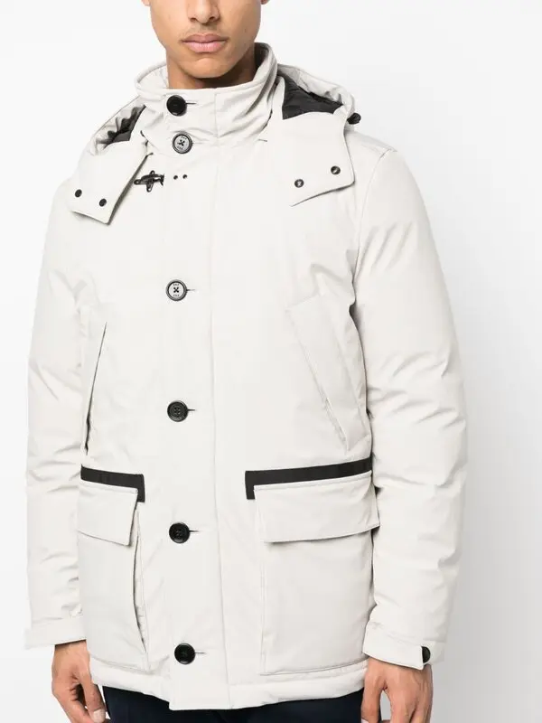 FAY Caban Piuma Hooded Jacket - Neutrals