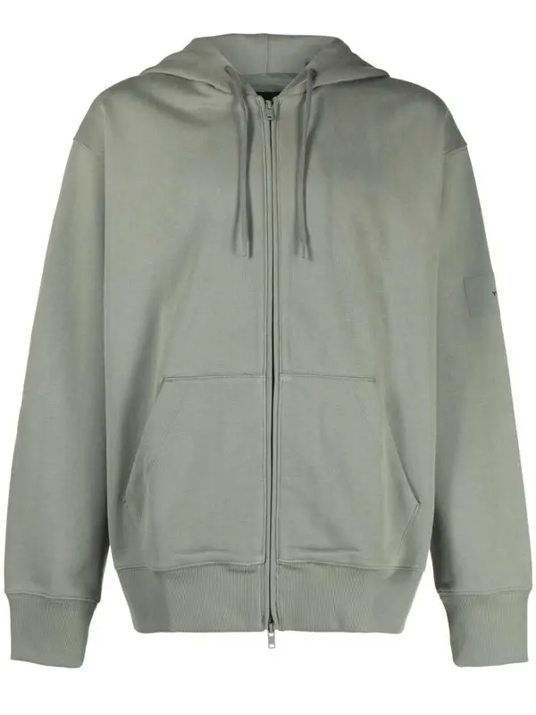 Y3 Zip-up Organic Cotton Hoodie - Green