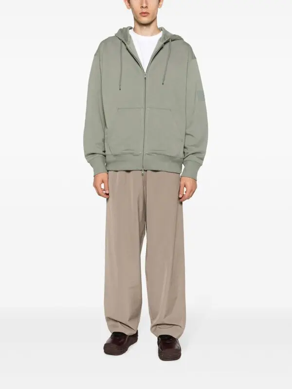 Y3 Zip-up Organic Cotton Hoodie - Green
