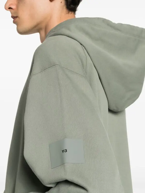 Y3 Zip-up Organic Cotton Hoodie - Green