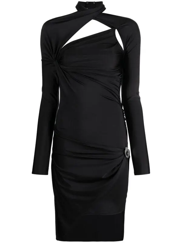 Coperni Asymmetric Twisted Mini Dress - Black