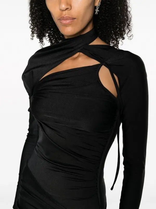 Coperni Asymmetric Twisted Mini Dress - Black
