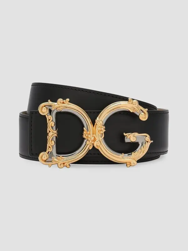 Dolce & Gabbana 50mm Dg Baroque Leather Belt - Nero