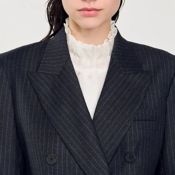 Sandro Slim-fit Pinstriped Suit Jacket - Grey