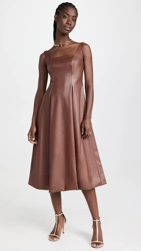 chloe leather dress M.M.LaFleur Petite Faux Leather Shift Dress with Princess Seams