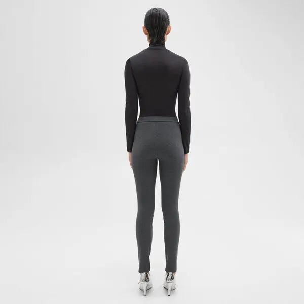 Theory High-waist Legging In Stretch Flannel - Charcoal Melange