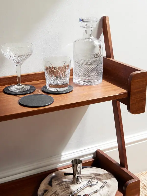 Smythson Set Of Six Panama Cross-grain Leather Coasters