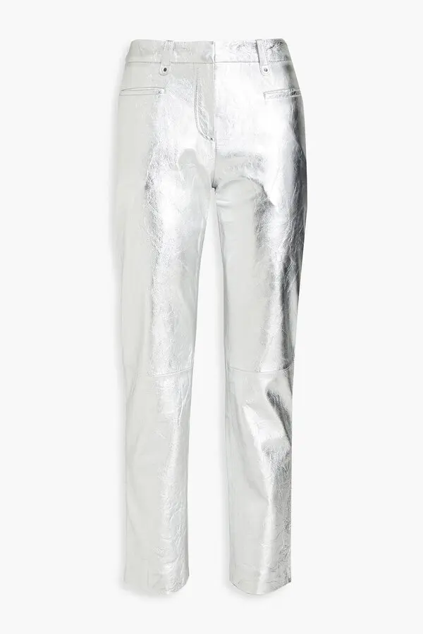 MUUBAA Crinkled Metallic Leather Trousers