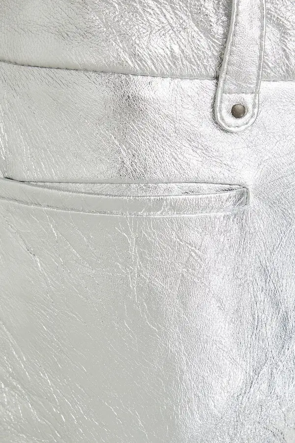 MUUBAA Crinkled Metallic Leather Trousers