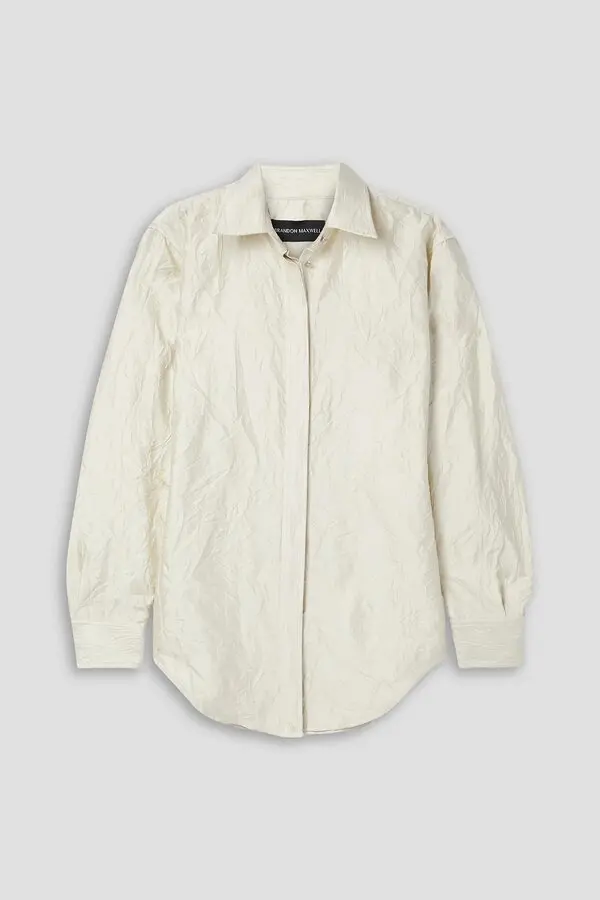 Brandon Maxwell Allie Crinkled Satintwill Shirt - Off-white