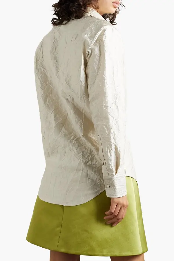 Brandon Maxwell Allie Crinkled Satin-twill Shirt