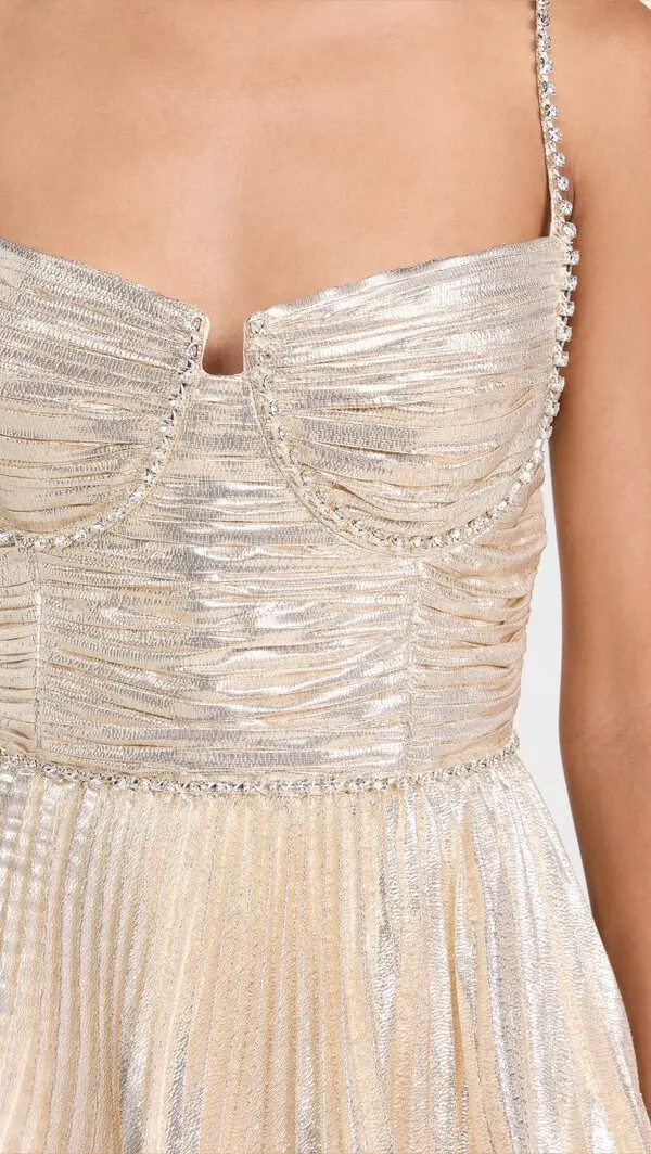 Self-Portrait Metallic Tiered Midi Dress In Gold - 50% Off | Editorialist