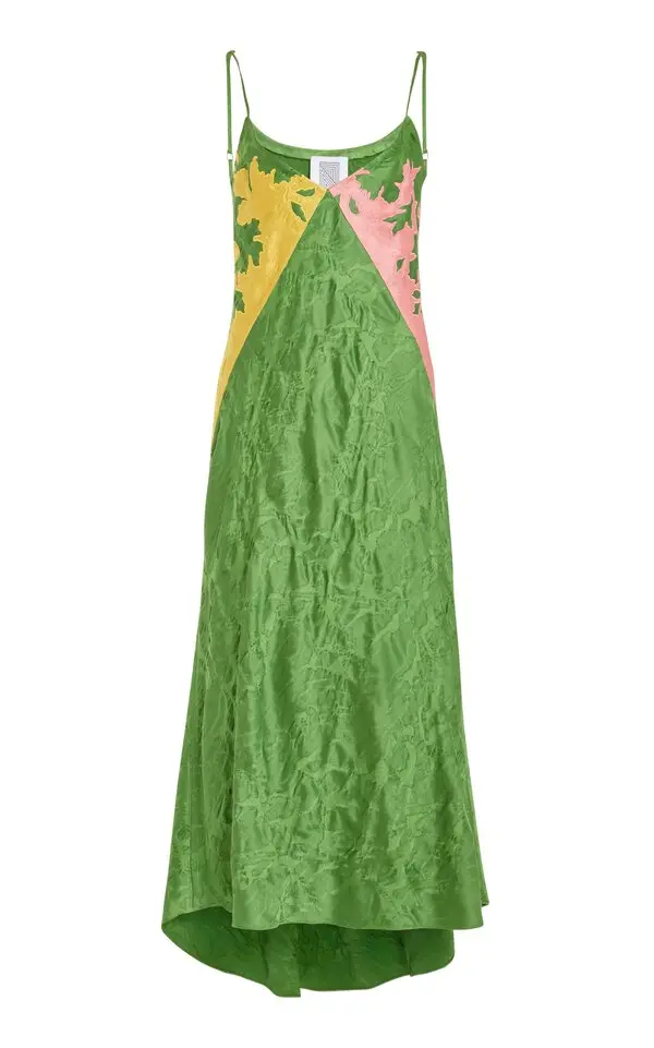 Rosie Assoulin Embroidered Satin Jacquard Midi Slip Dress In Green - 70%  Off | Editorialist