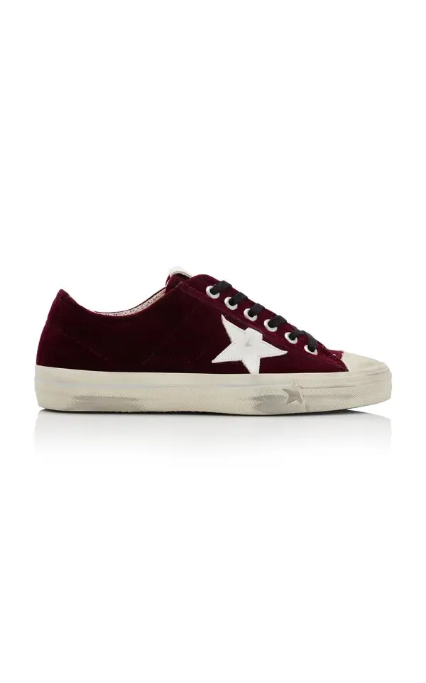 GOLDEN GOOSE V-star 2 Leather-trimmed Velvet Sneakers - Red