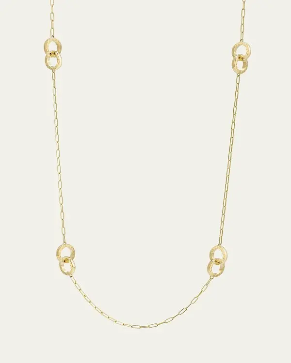 L. KLEIN Duetto 18k Paperclip Chain Necklace With Hammered Rings - Gold