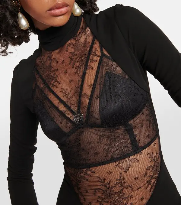 Dolce & Gabbana Chantilly Lace And Jersey Midi Dress