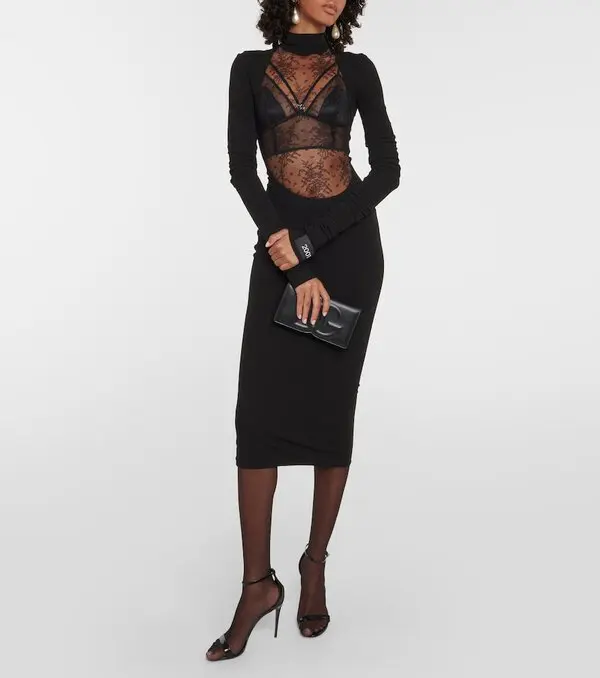 Dolce & Gabbana Chantilly Lace And Jersey Midi Dress