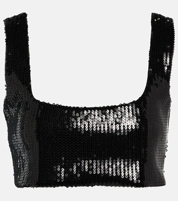 Galvan Beating Heart Sequin Top - Black