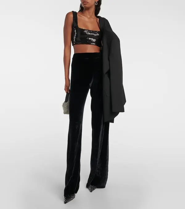 Galvan Beating Heart Sequin Top - Black