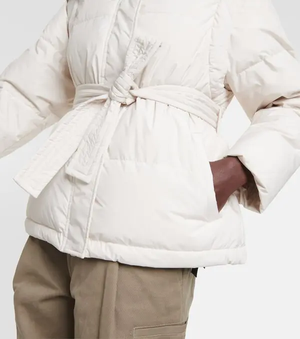 YVES SALOMON Belted Shearling-trimmed Down Jacket