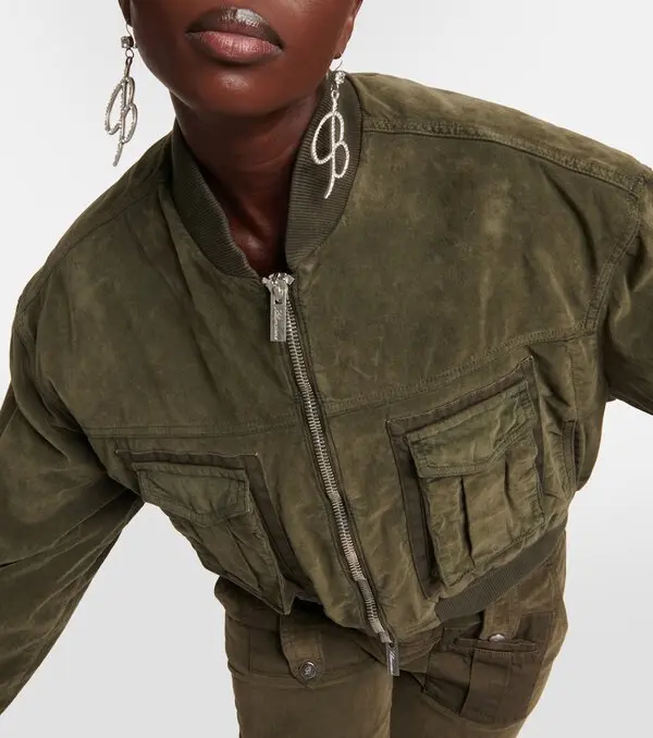 Blumarine Velvet Bomber Jacket - Green