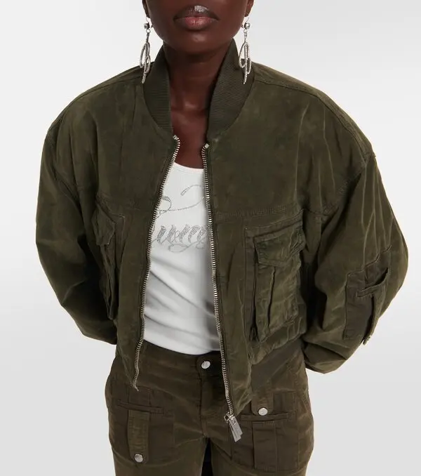 Blumarine Velvet Bomber Jacket - Green