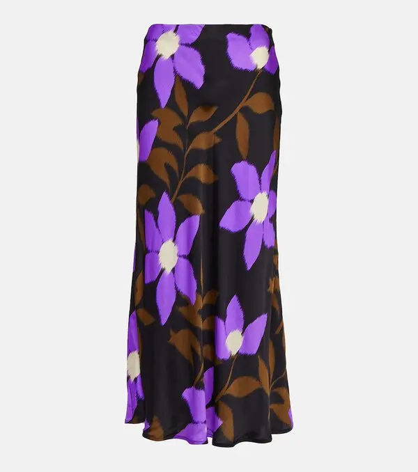 Velvet By Graham & Spencer Kaiya Printed Satin Midi Skirt - Multicoloured