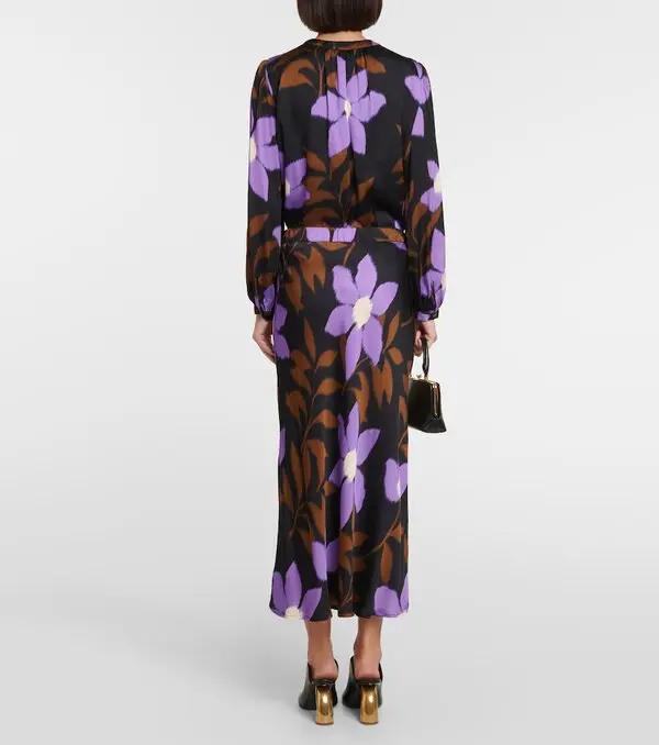 Velvet By Graham & Spencer Kaiya Printed Satin Midi Skirt - Multicoloured