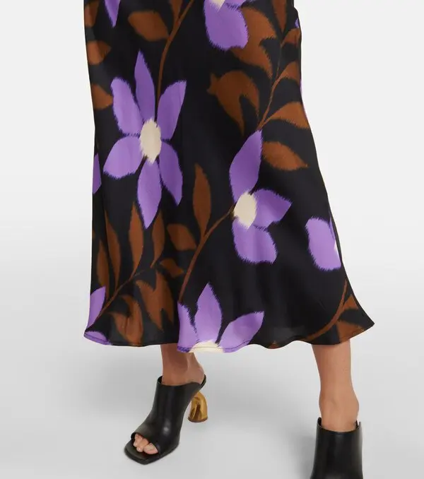 Velvet By Graham & Spencer Kaiya Printed Satin Midi Skirt - Multicoloured