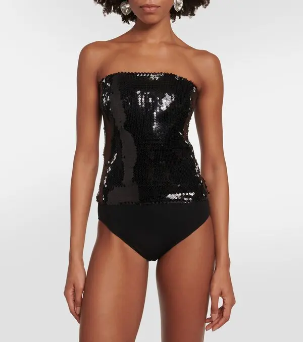 Alexandre Vauthier Sequined Strapless Bodysuit
