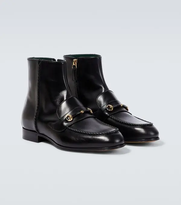 Gucci Horsebit Leather Ankle Boots - Black | Editorialist display picture 1