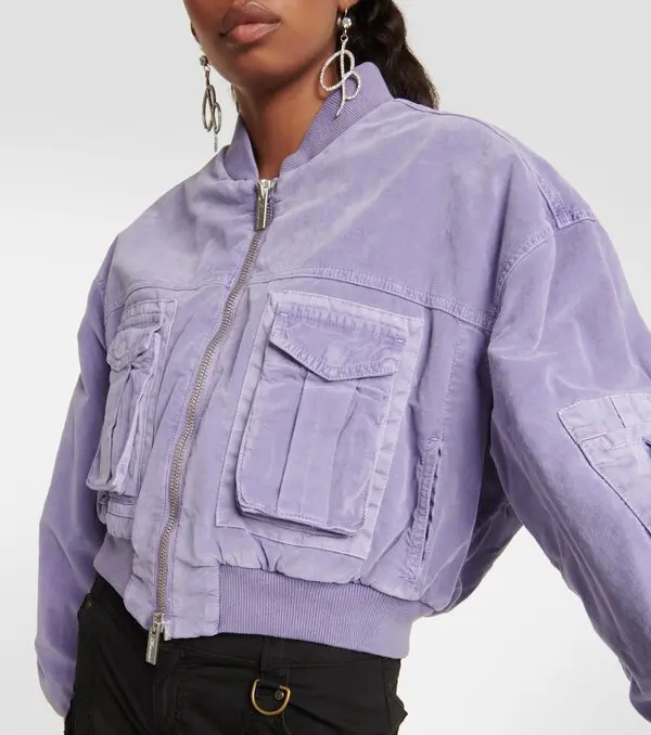 Blumarine Velvet Bomber Jacket - Purple