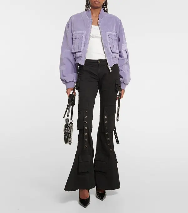 Blumarine Velvet Bomber Jacket - Purple