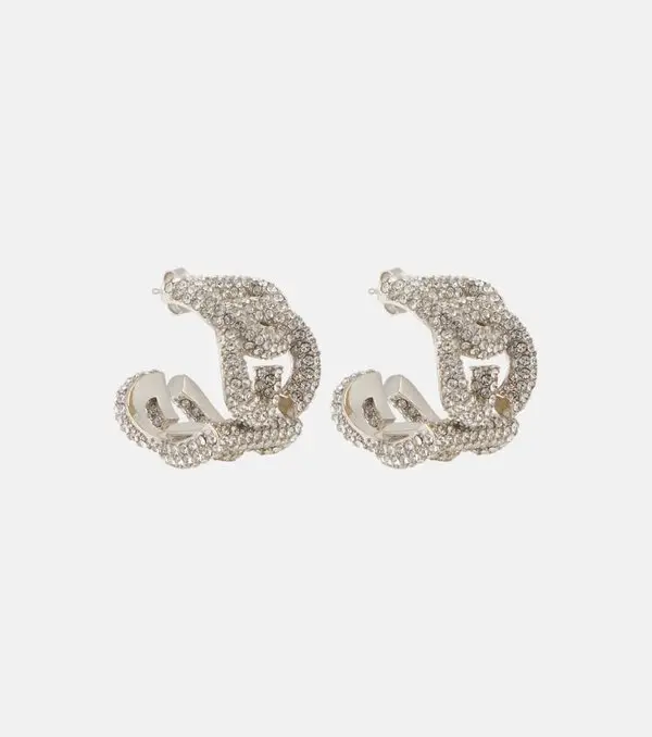 Dolce & Gabbana Dg Crystal-embellished Hoop Earrings - Silver
