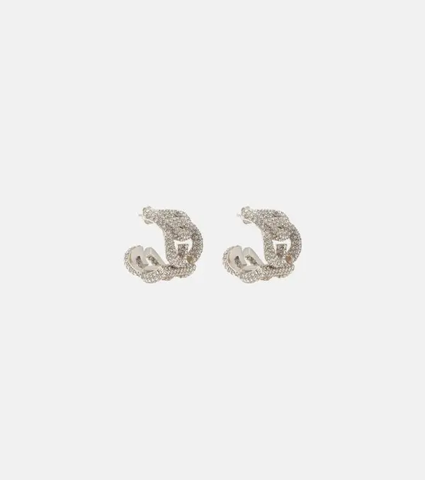 Dolce & Gabbana Dg Crystal-embellished Hoop Earrings - Silver